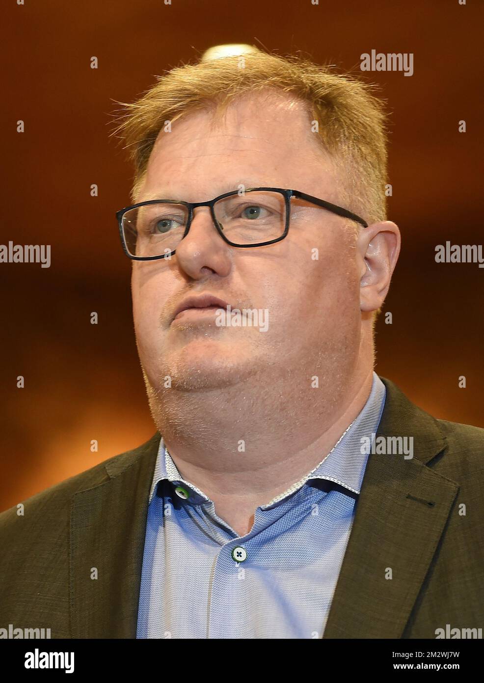 Alfred Mockel d'Ecolo photographié lors de la cérémonie de serment lors ...