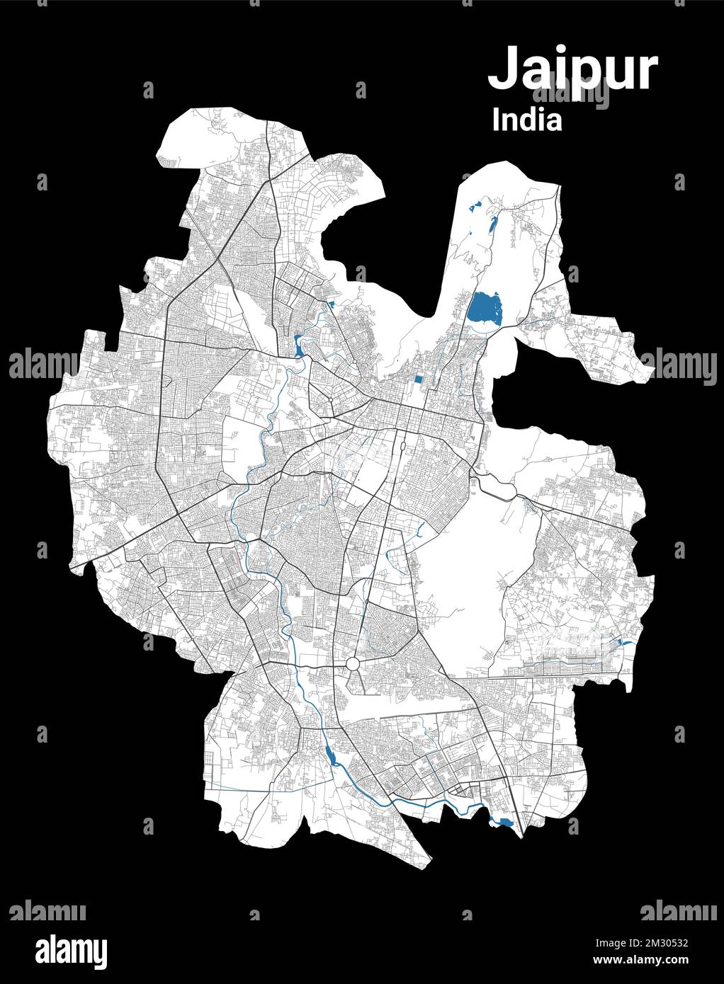 Jaipur map. Detailed map of Jaipur city administrative area. Cityscape ...