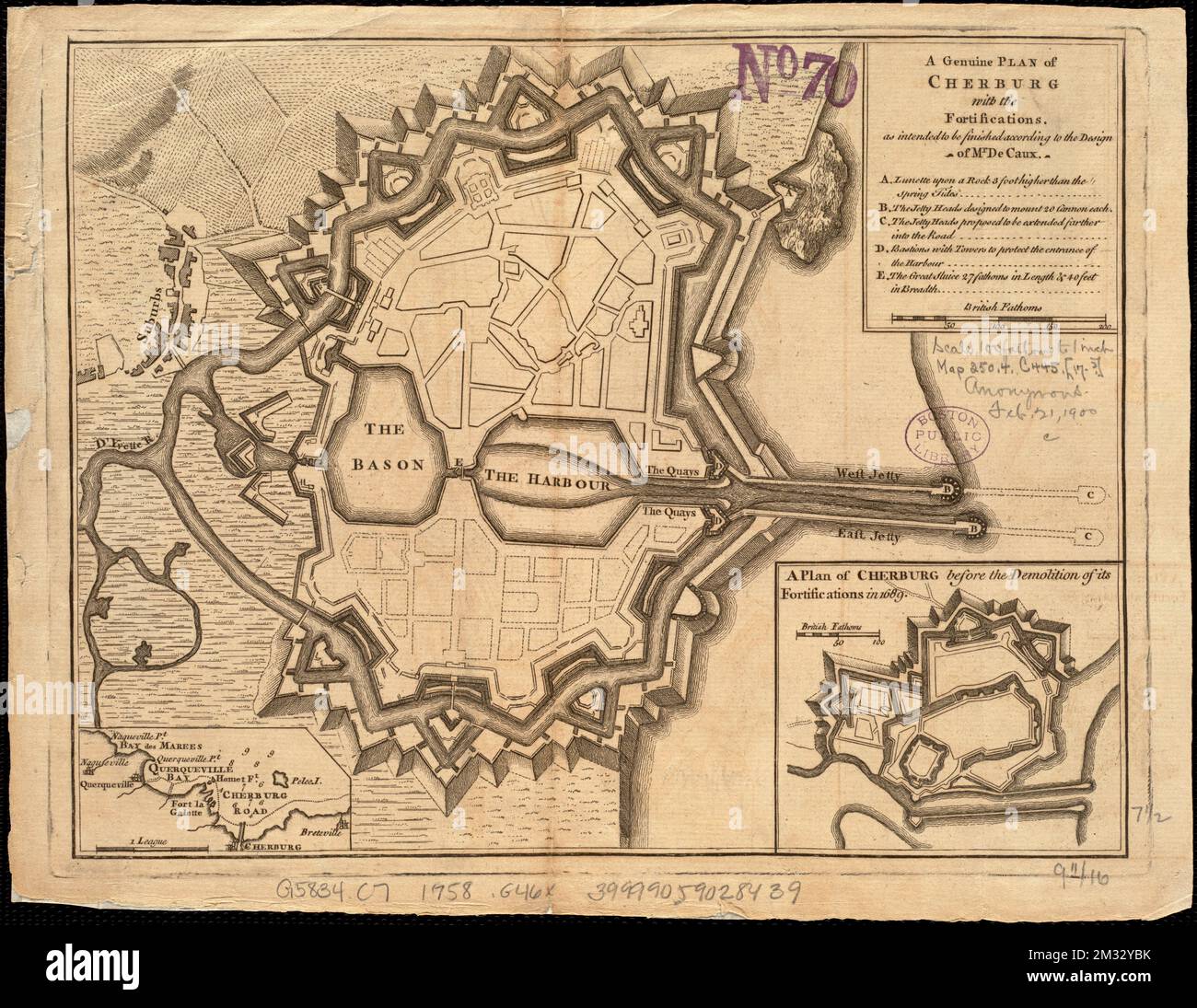 Un plan authentique de Cherbourg avec les fortifications : tel que ...