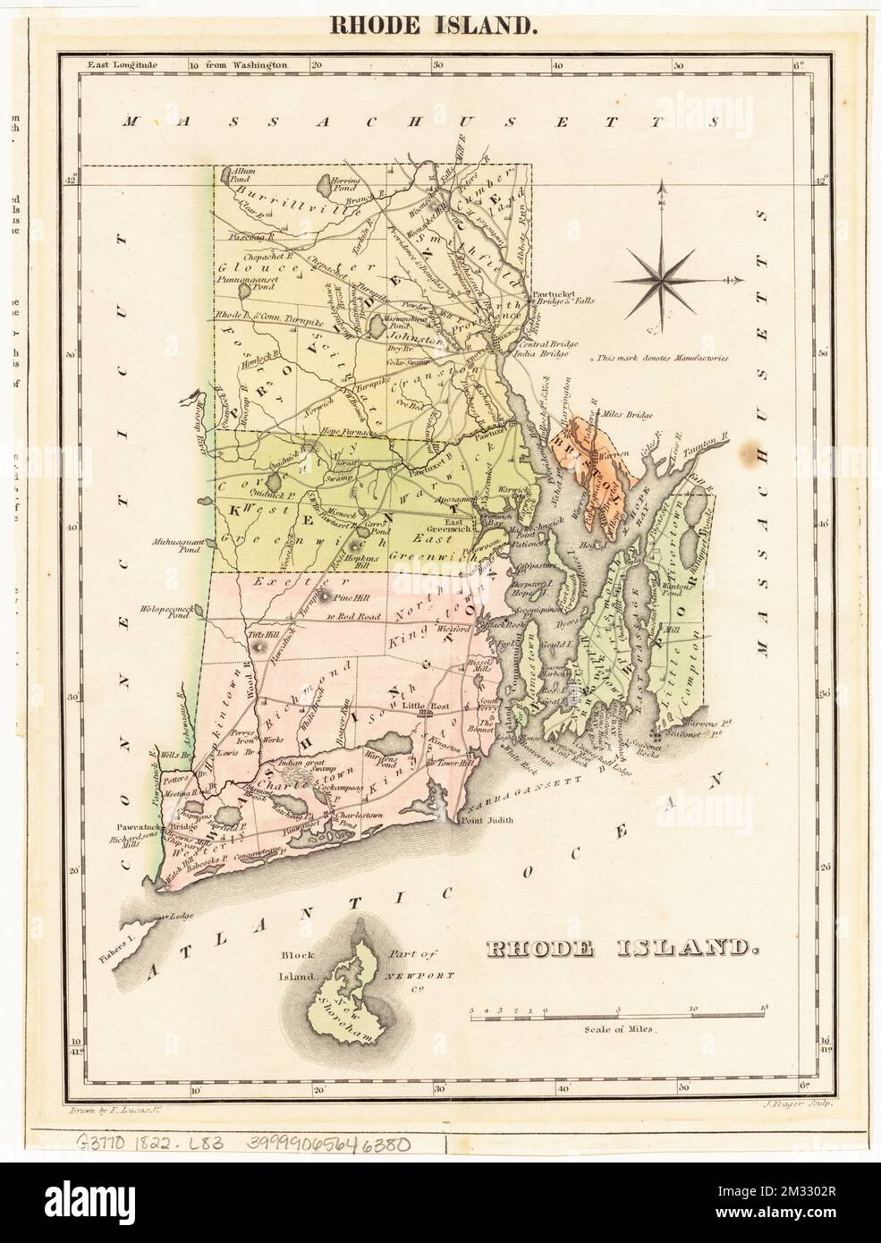 Carte géographique, statistique et historique du Rhode Island , Rhode ...
