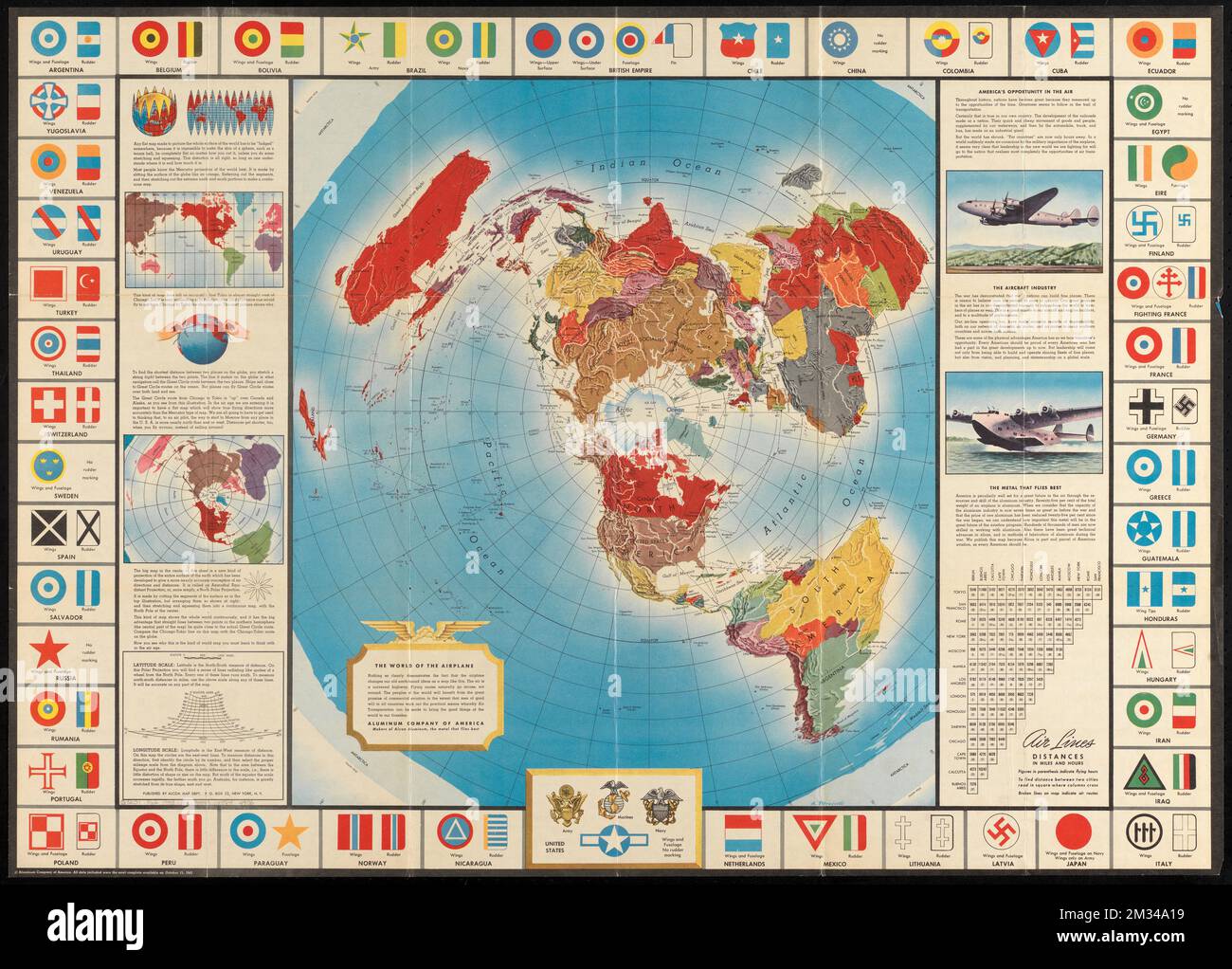 Carte mondiale pour la guerre mondiale et la paix mondiale , Airways ...