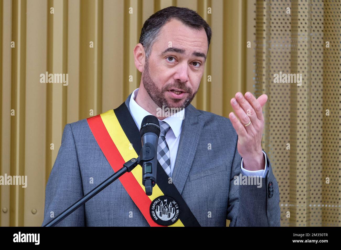 Le maire de Namur Maxime Prevot photographié lors de l'inauguration du ...