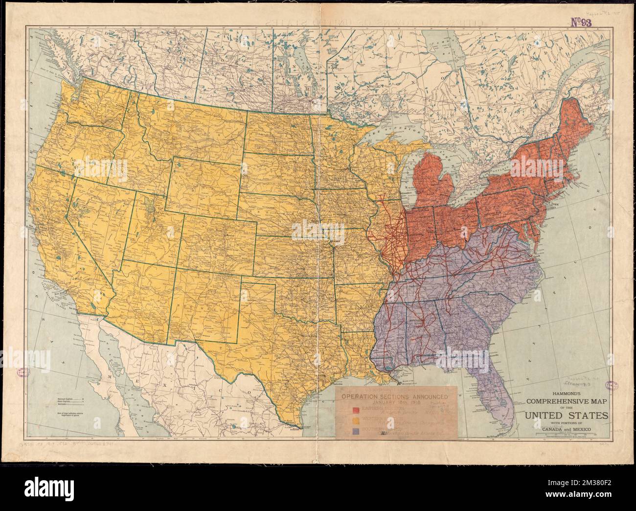 Carte complète de Hammond des États-Unis avec des parties du Canada et ...