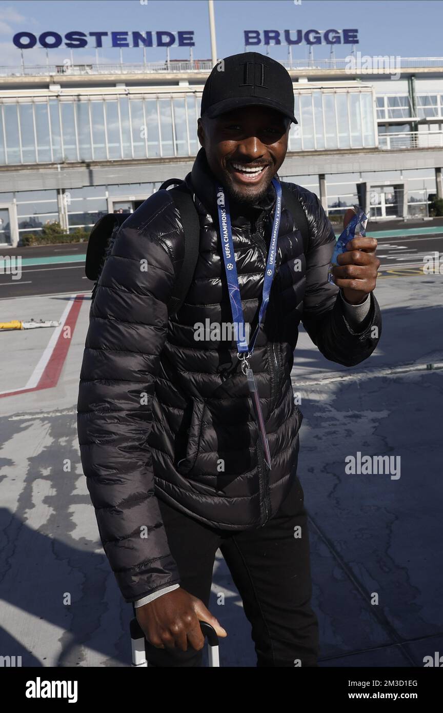 Clinton Mata du Club photographié lors du départ de l'équipe belge de ...