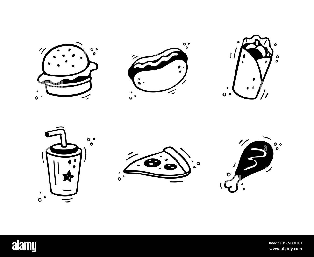 Icônes De Fast Food Dessinées à La Main Croquis Des En Cas Hamburger