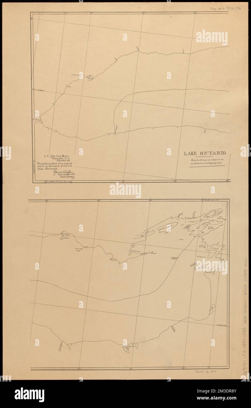 Lac Ontario , Canada, frontières, États-Unis, cartes, Ontario, Lac N.Y ...