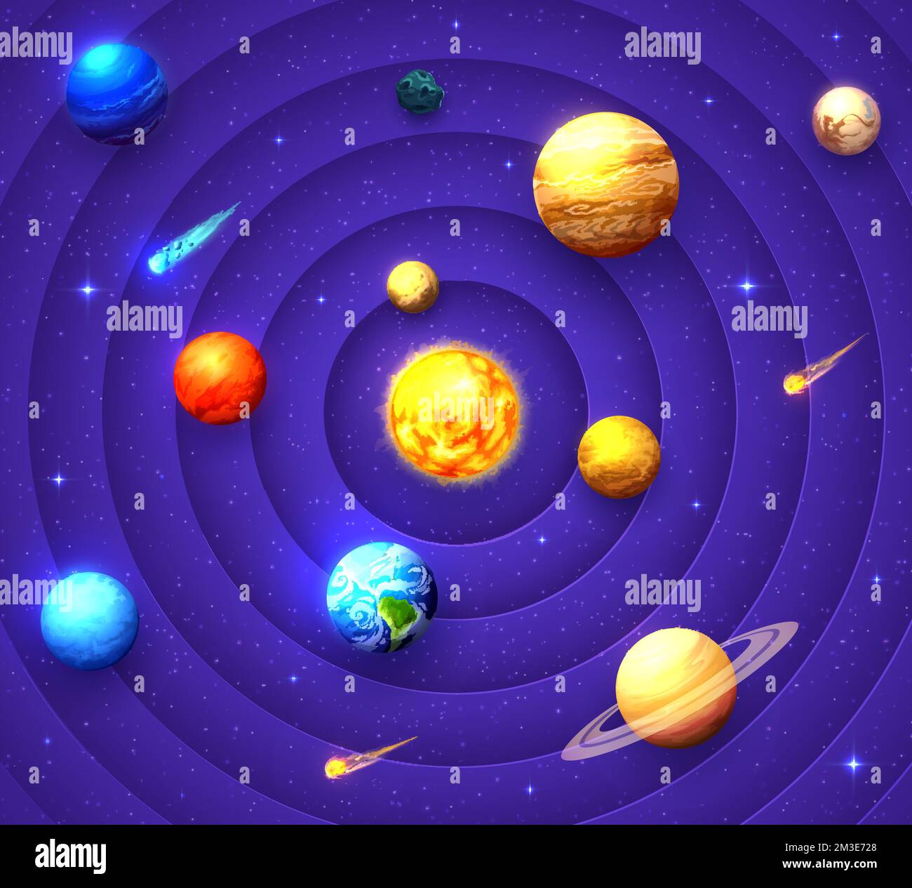 Espace système solaire papier coupé. Les planètes vectorielles Mercure ...