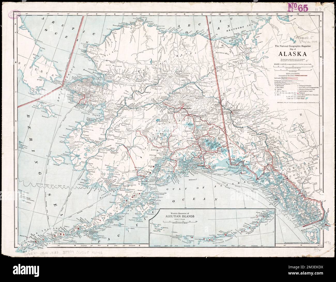 Carte de l'Alaska : montrant les dernières explorations des Etats-Unis ...