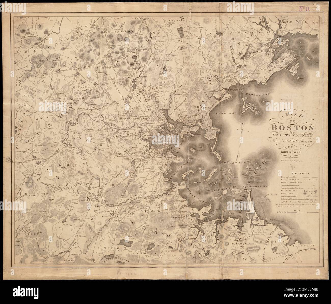 Carte de Boston et ses environs à partir de relevés réels , Boston Mass ...