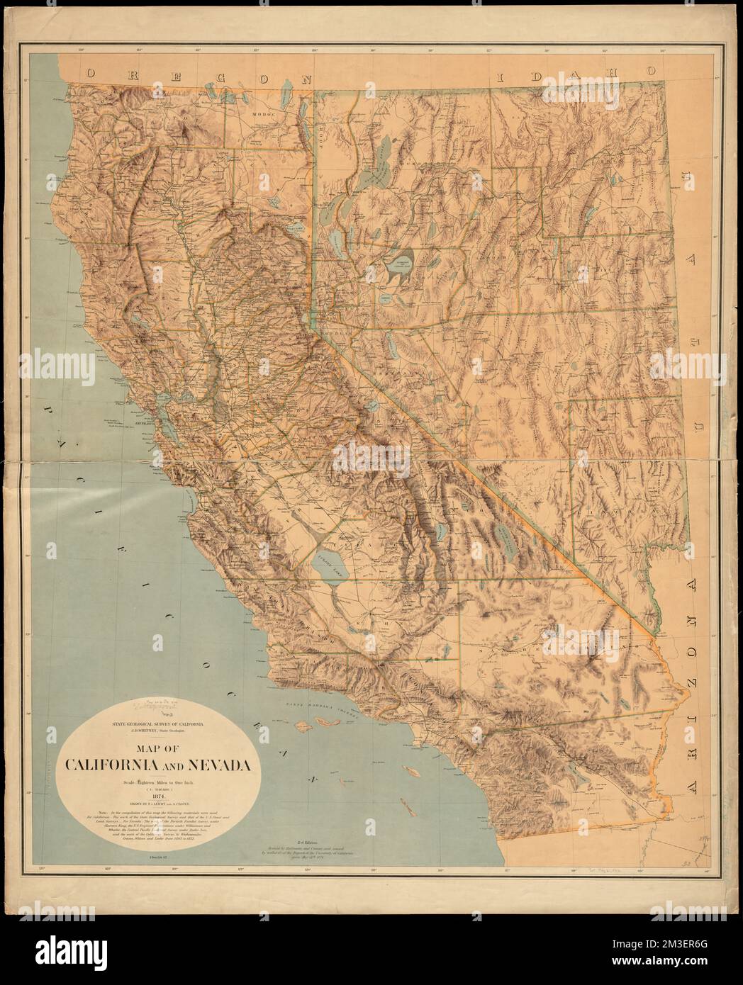 Carte de la Californie et du Nevada , Californie, cartes, Nevada ...