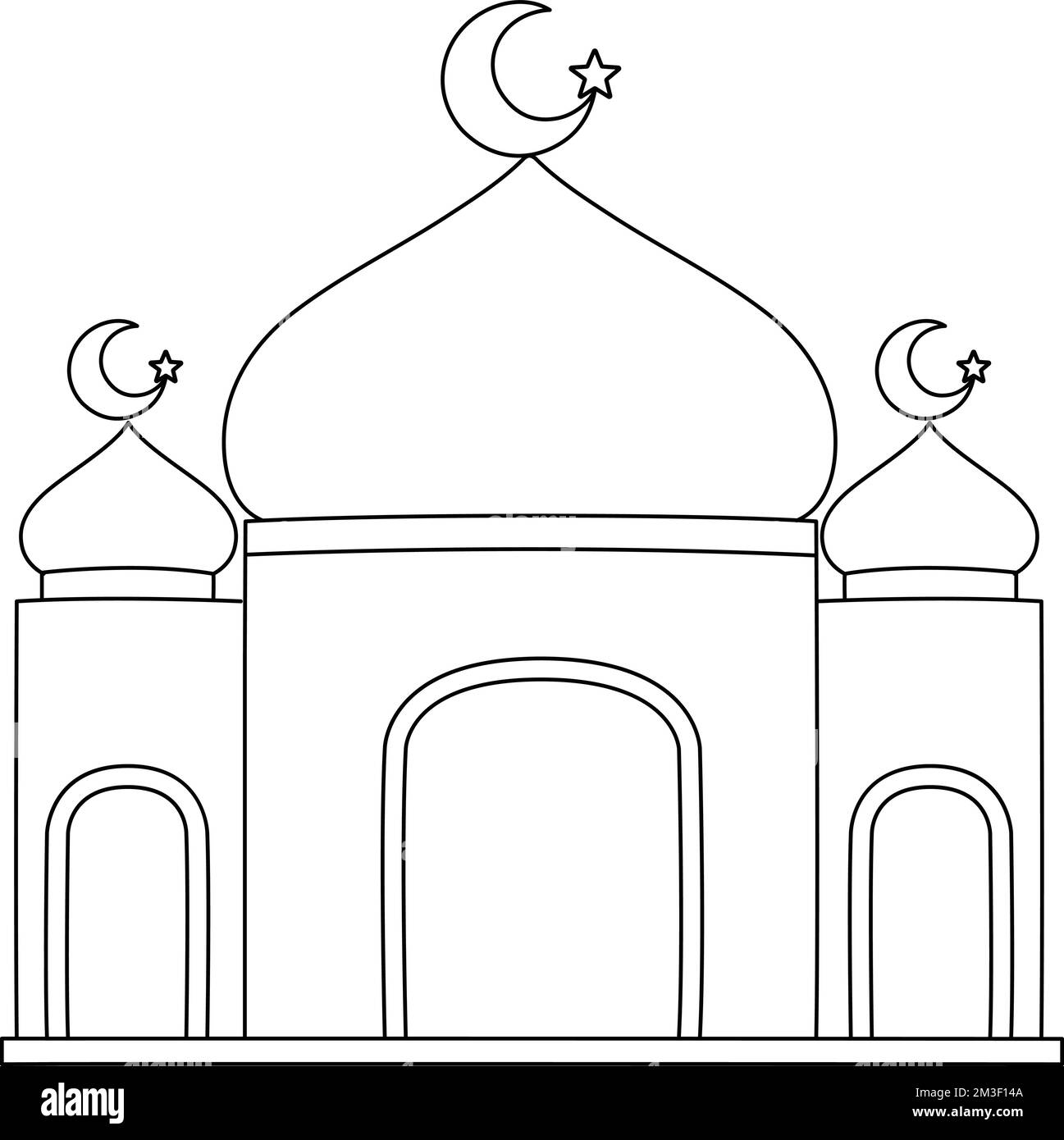 Page de coloriage isolée de la mosquée du Ramadan pour les enfants ...