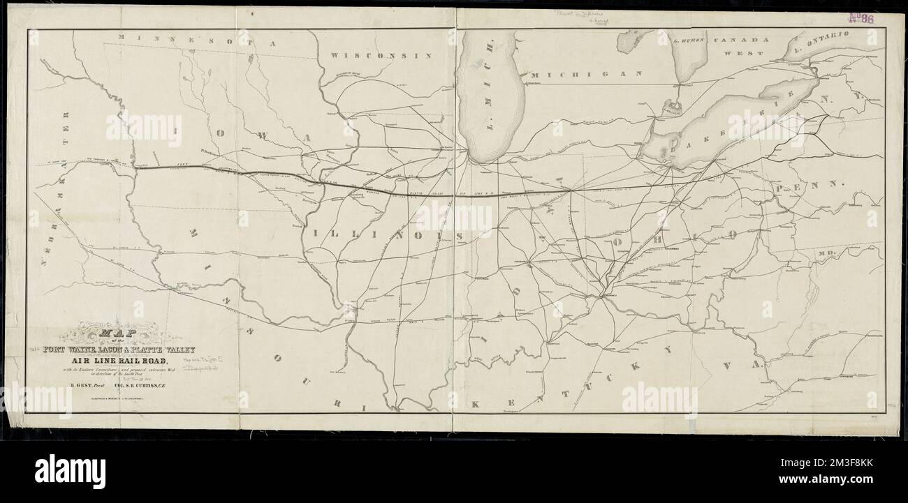 Carte du chemin de fer de la ligne aérienne de fort Wayne, Lacon et ...