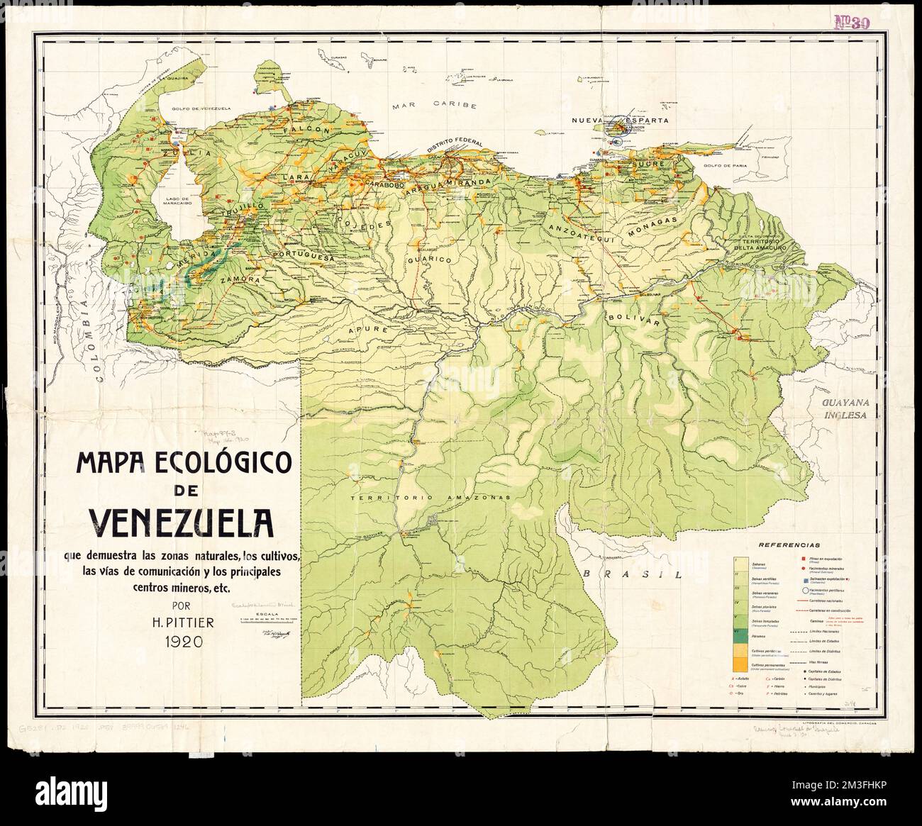 Mapa ecológico de Venezuela que demuestra las zonas naturales, los ...