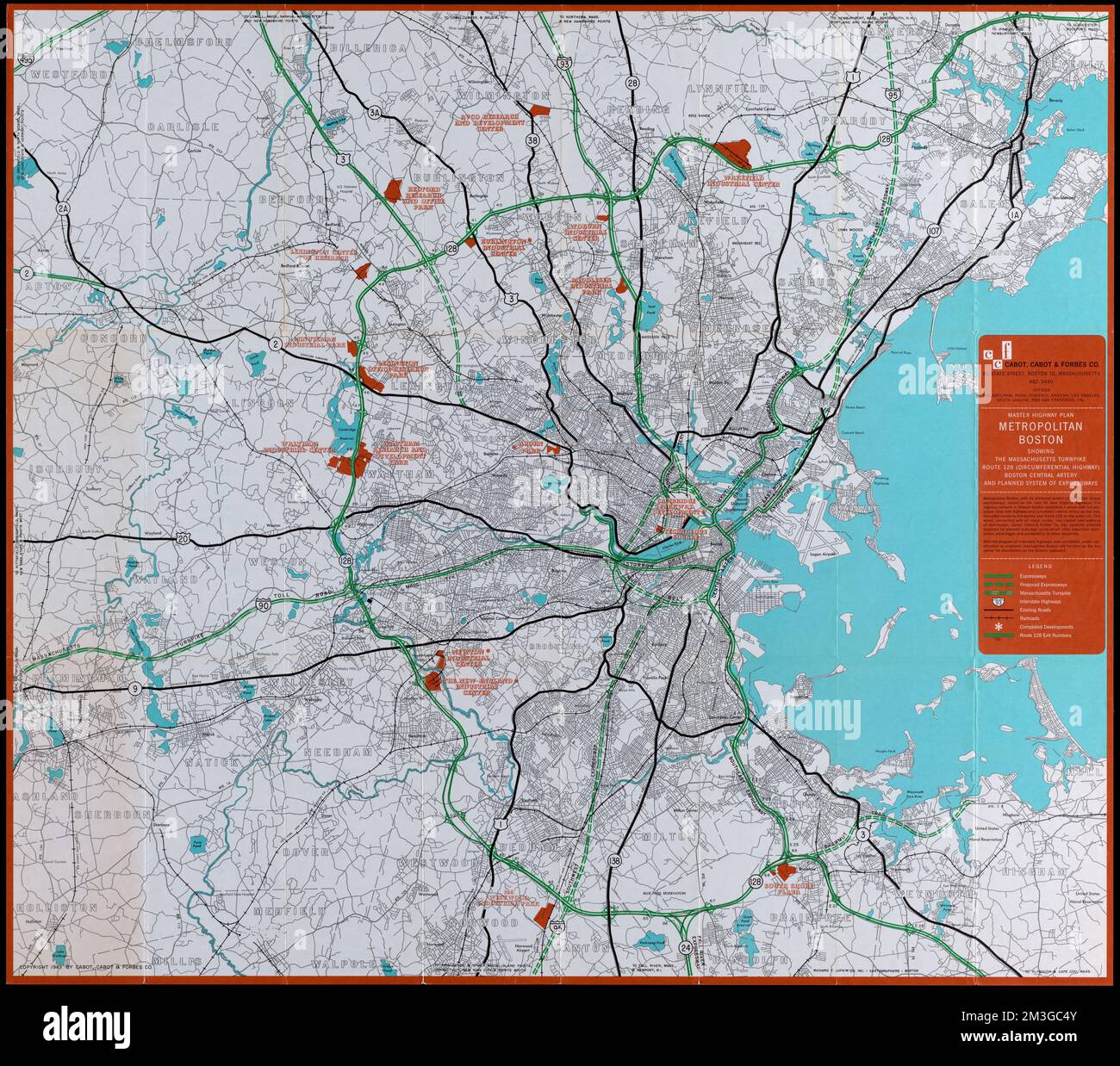 Plan d'autoroute principal Metropolitan Boston montrant le ...