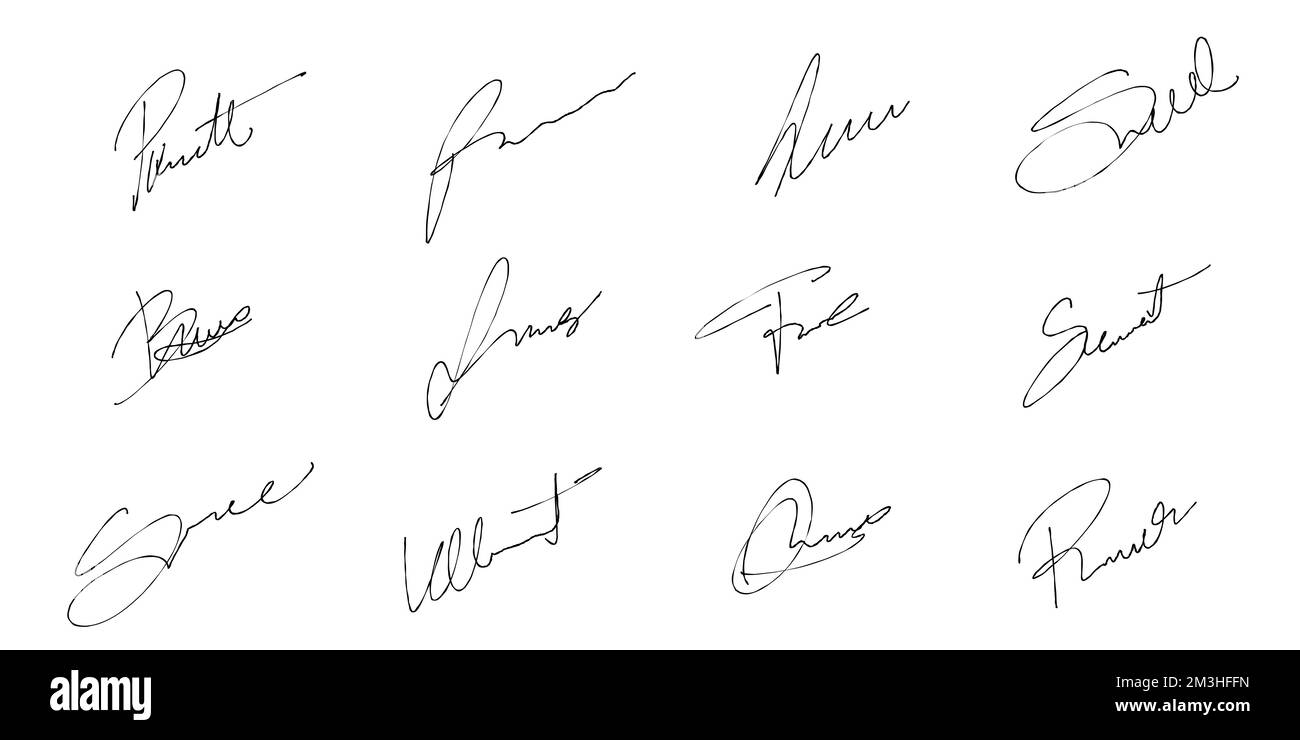 Jeu de signatures d'écriture manuscrite. Pack vectoriel avec signature ...