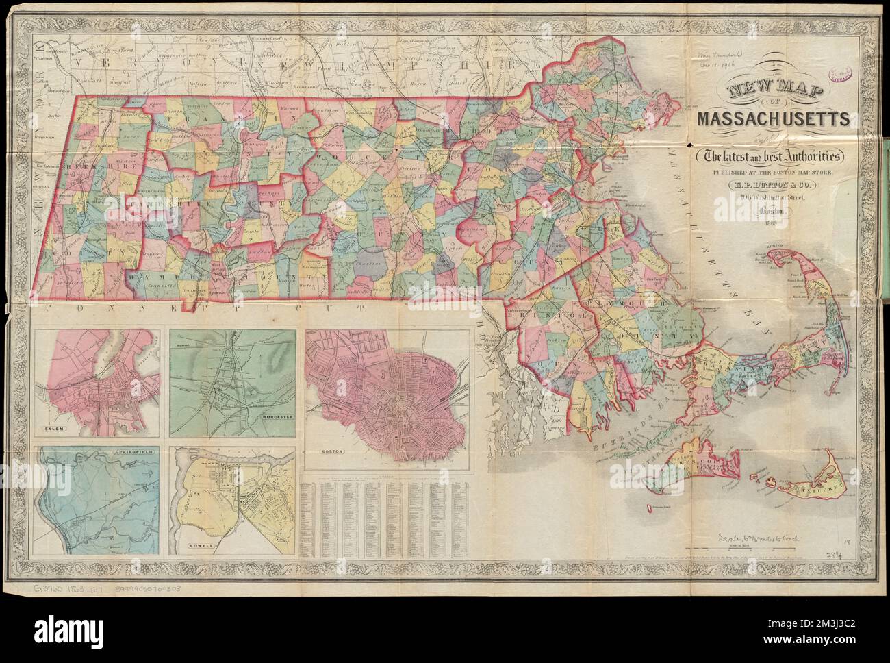 Nouvelle carte du Massachusetts compilée à partir des dernières et meilleures autorités ...