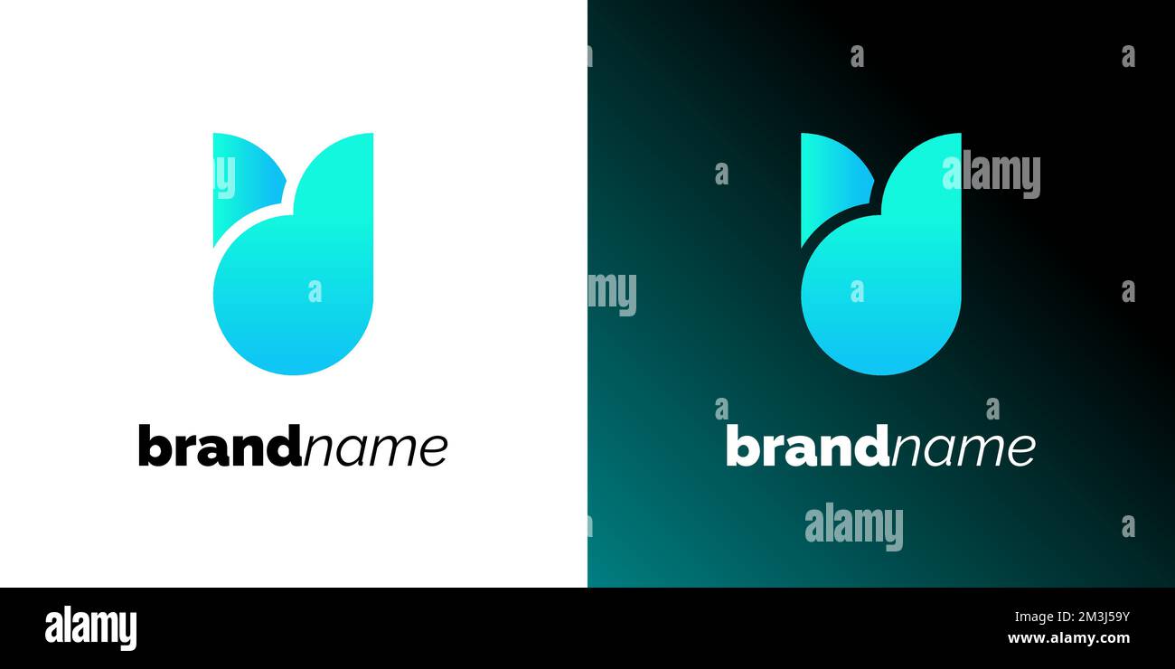 Lettre majuscule initiale DU ou UD logo abstrait en forme de bouclier ...