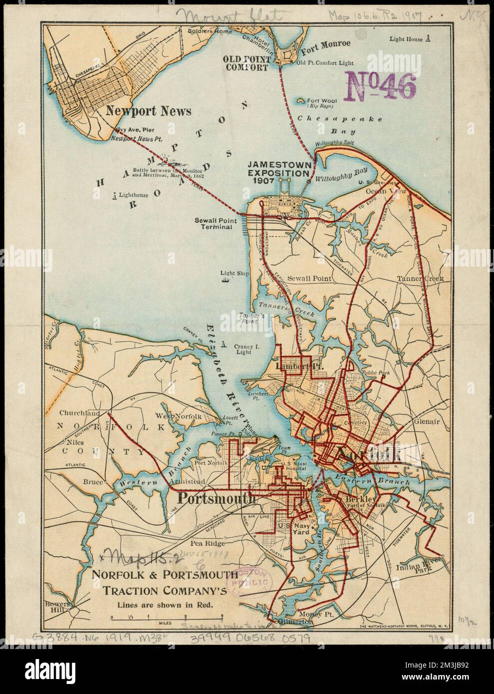 Les lignes de Norfolk & Portsmouth traction Company sont indiquées en ...