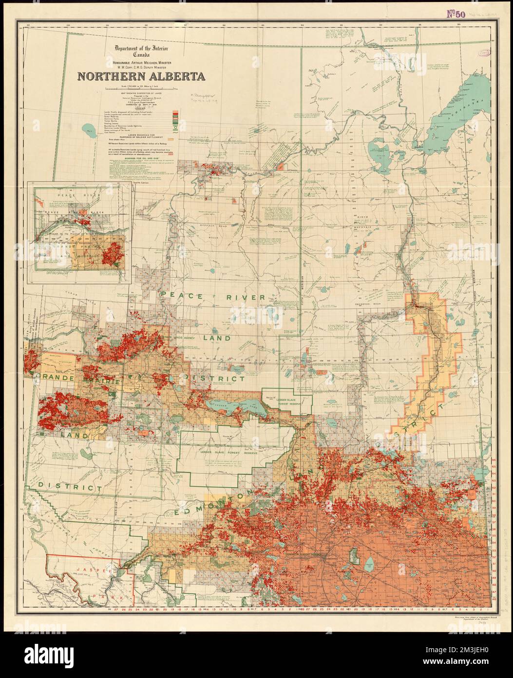 Nord de l'Alberta : carte montrant l'aliénation des terres, pétrole ...