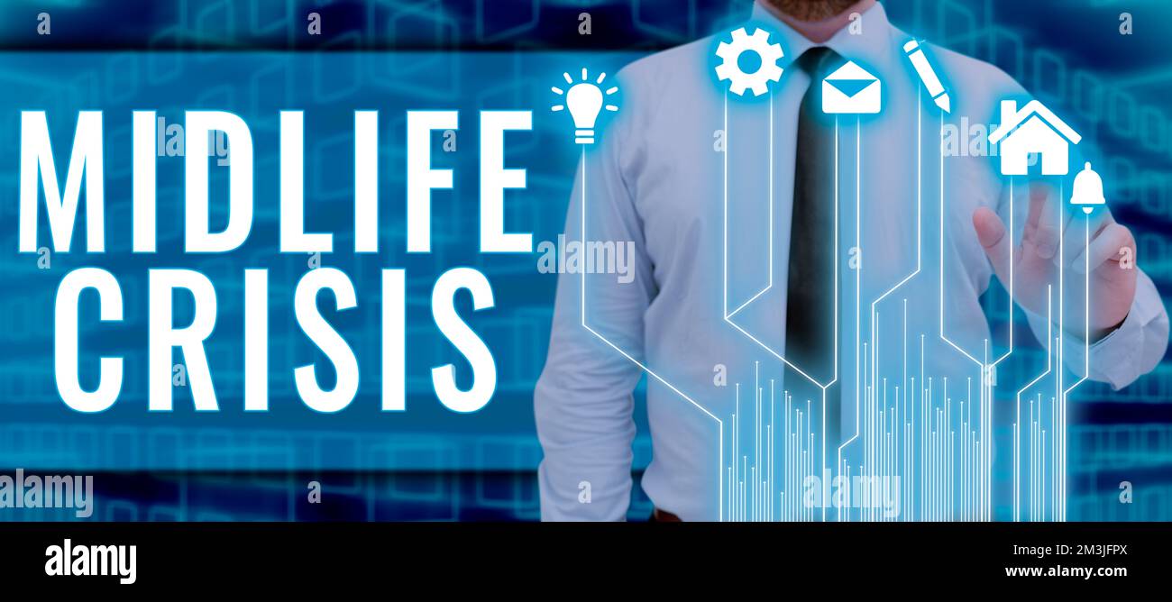 Inspiration montrant le signe Midlife Crisis. Word pour la technique de ...