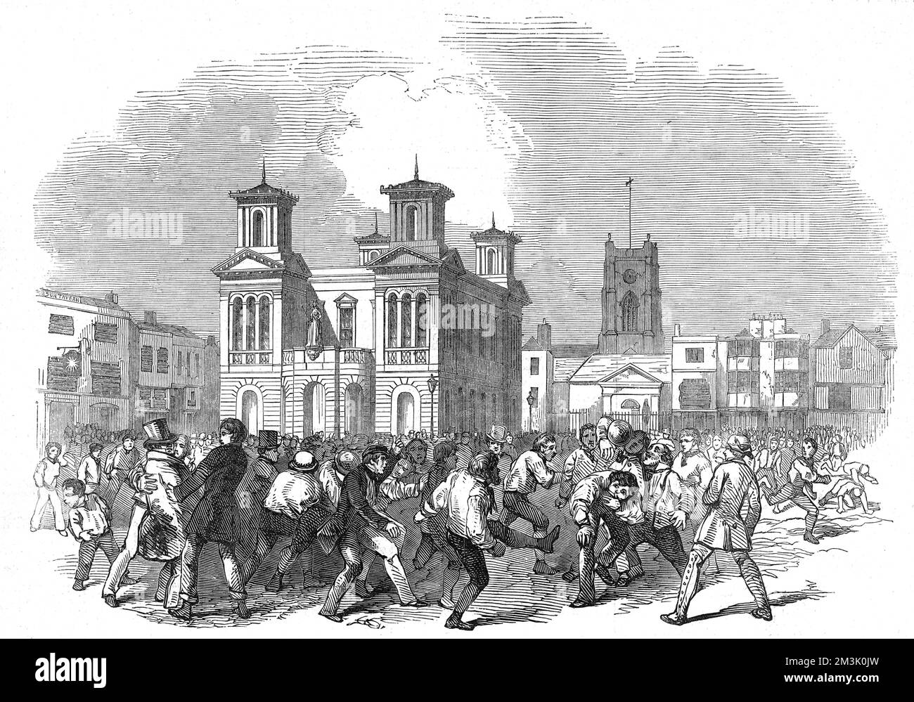 Shrove tuesday ball game Banque d'images noir et blanc - Alamy