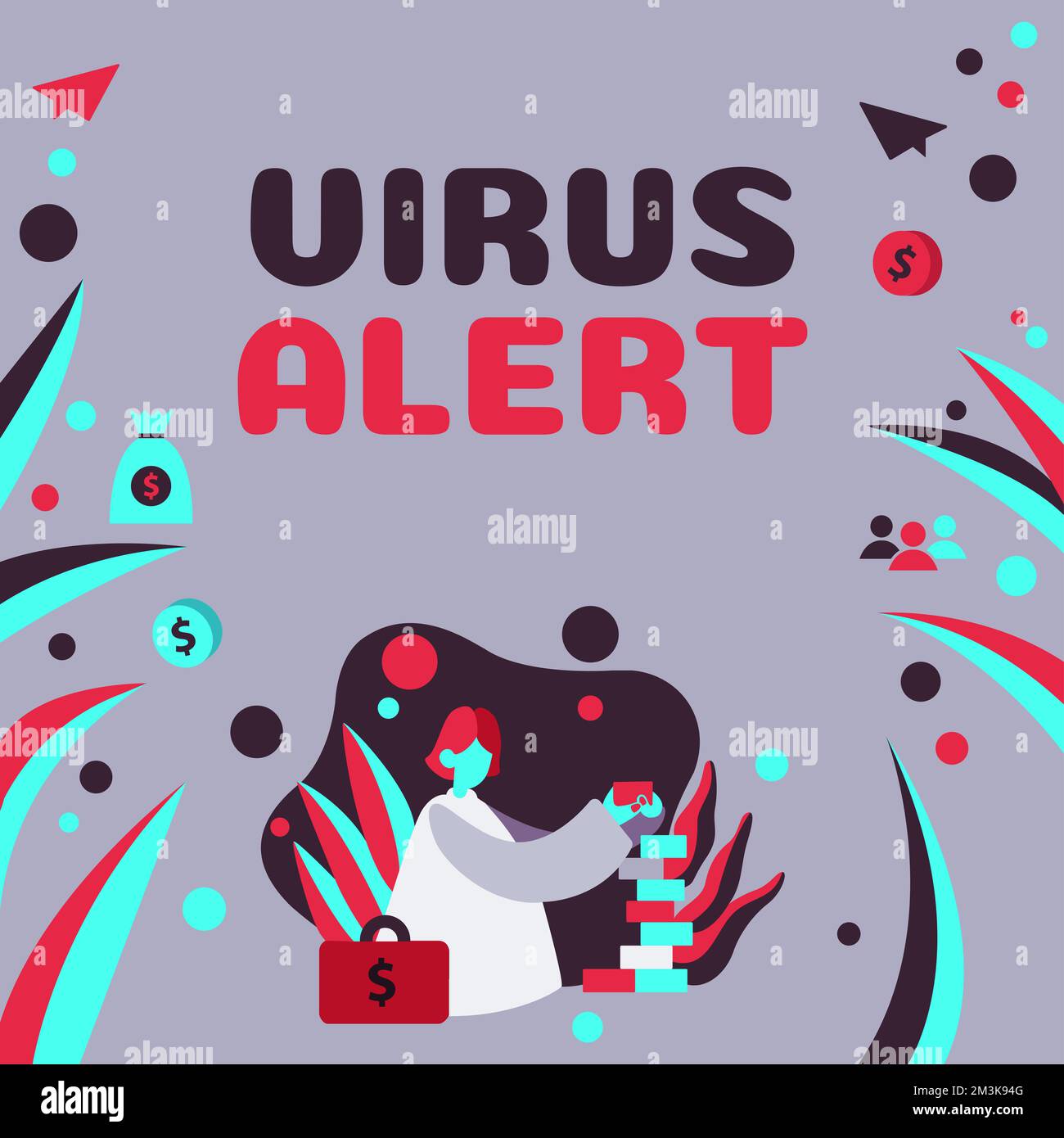 Affichage conceptuel alerte de virus. Message d'approche commerciale ...