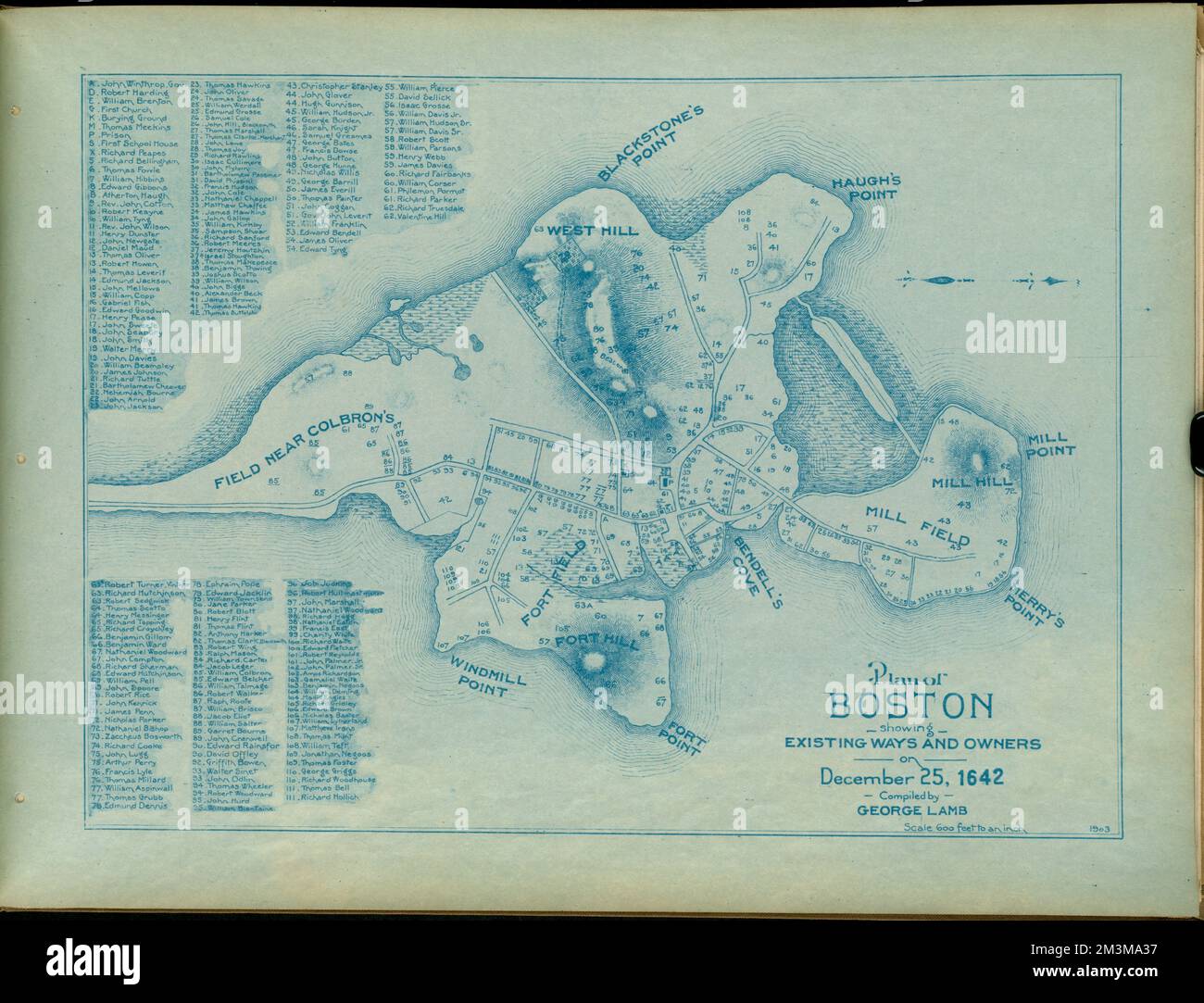 Plan de Boston montrant les voies et les propriétaires existants sur 25 ...