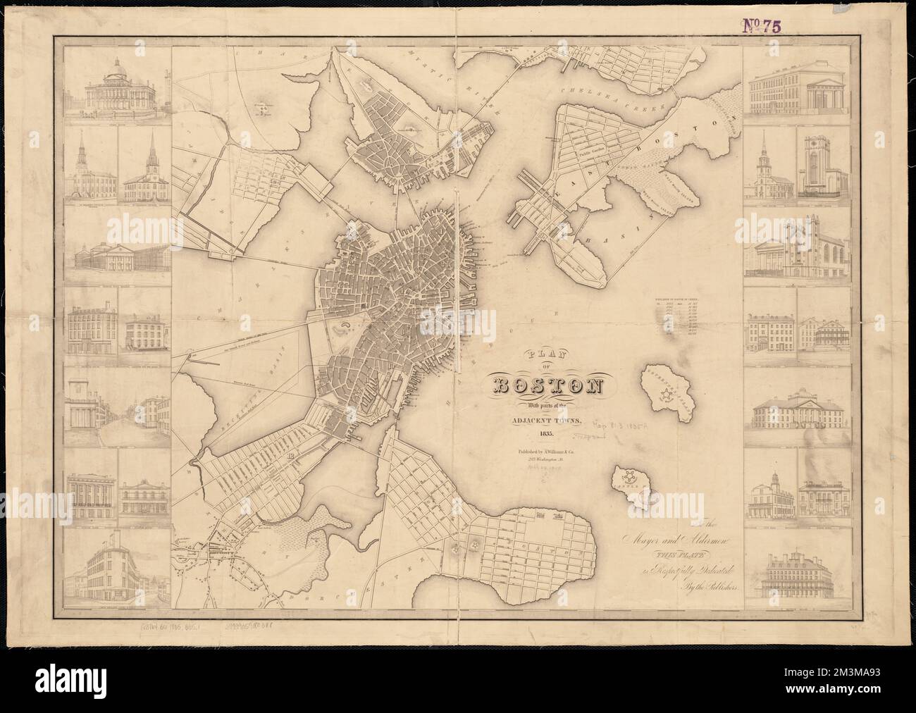 Plan de Boston avec des parties des villes adjacentes , Fortification ...