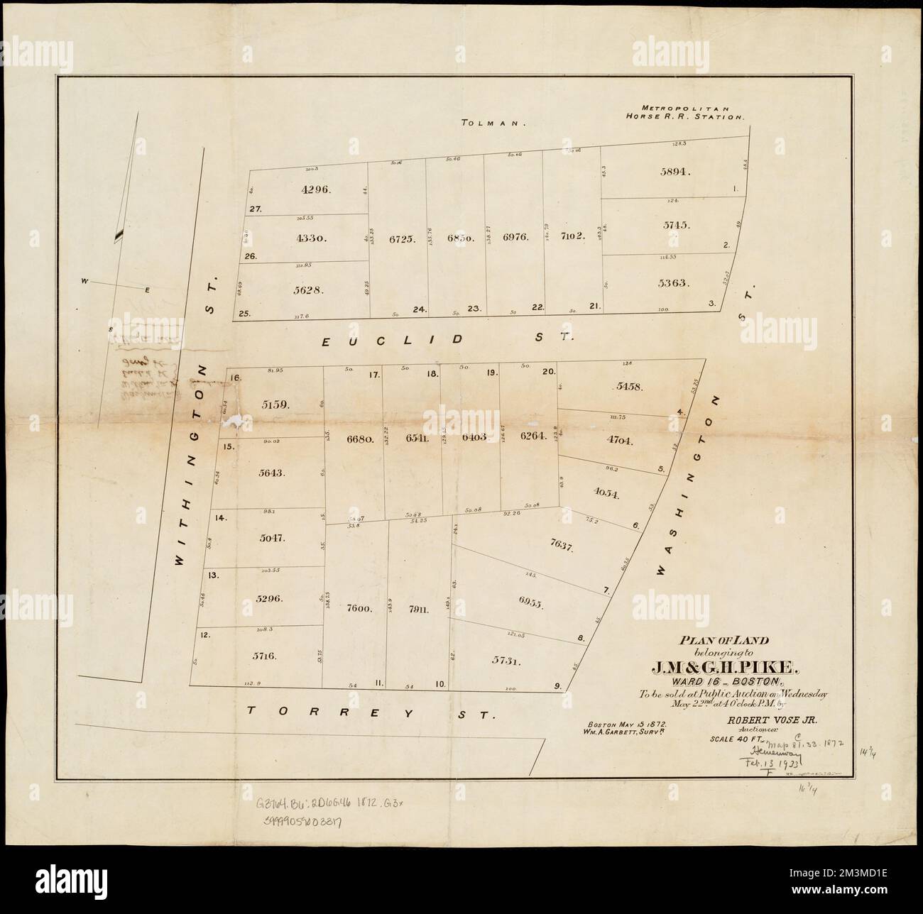 Plan de terrain appartenant à J.M. ET G.H. Pike : quartier 16 - Boston ...