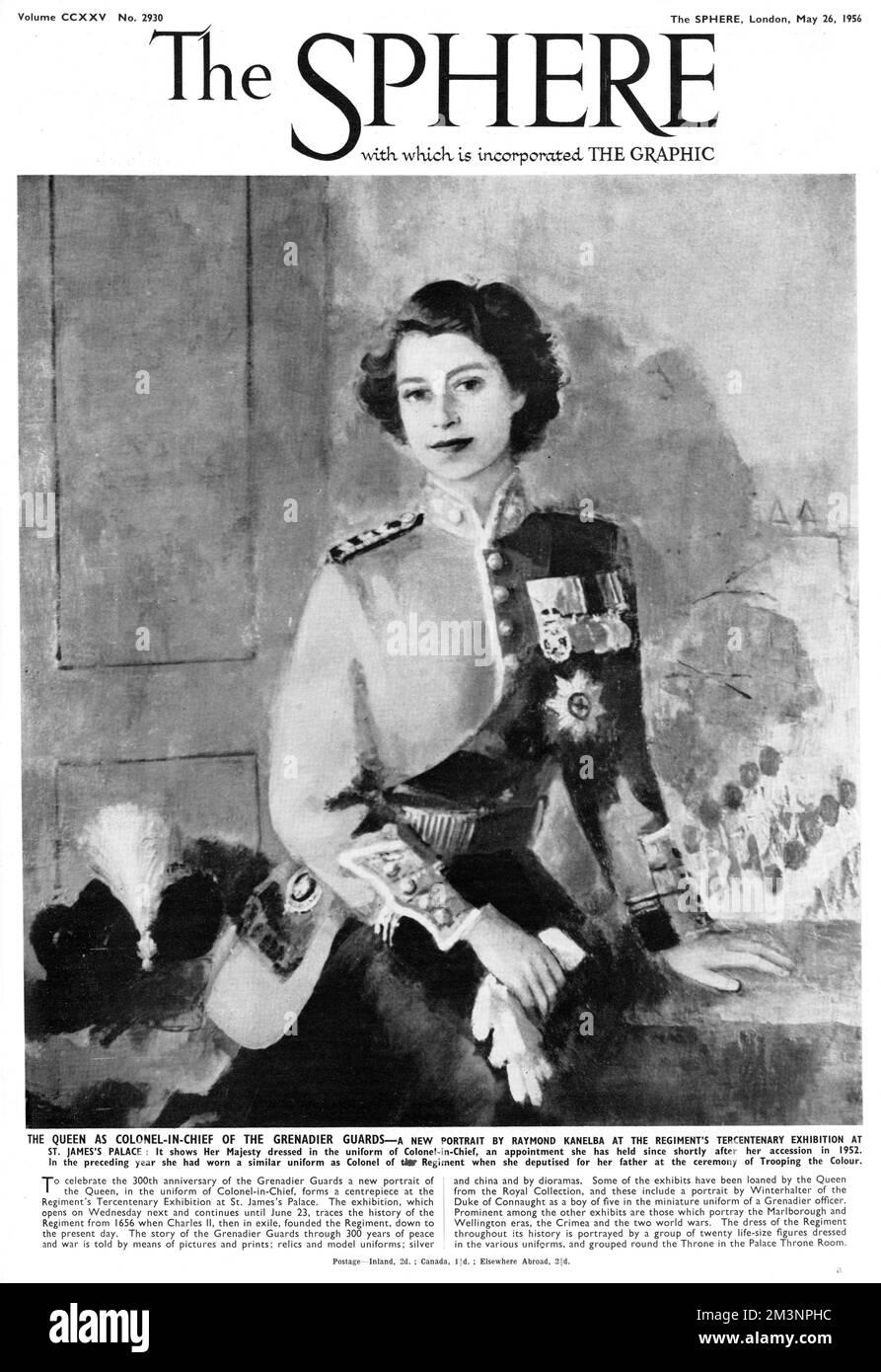 Portrait de la reine, Colonel en chef, Garde Grenadier Photo Stock - Alamy