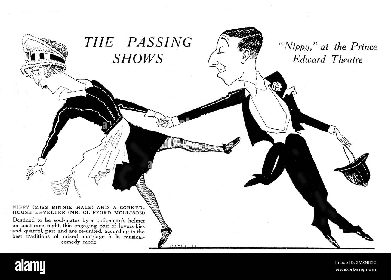 Caricature de l'actrice populaire de scène, Binnie Hale jouant le rôle ...