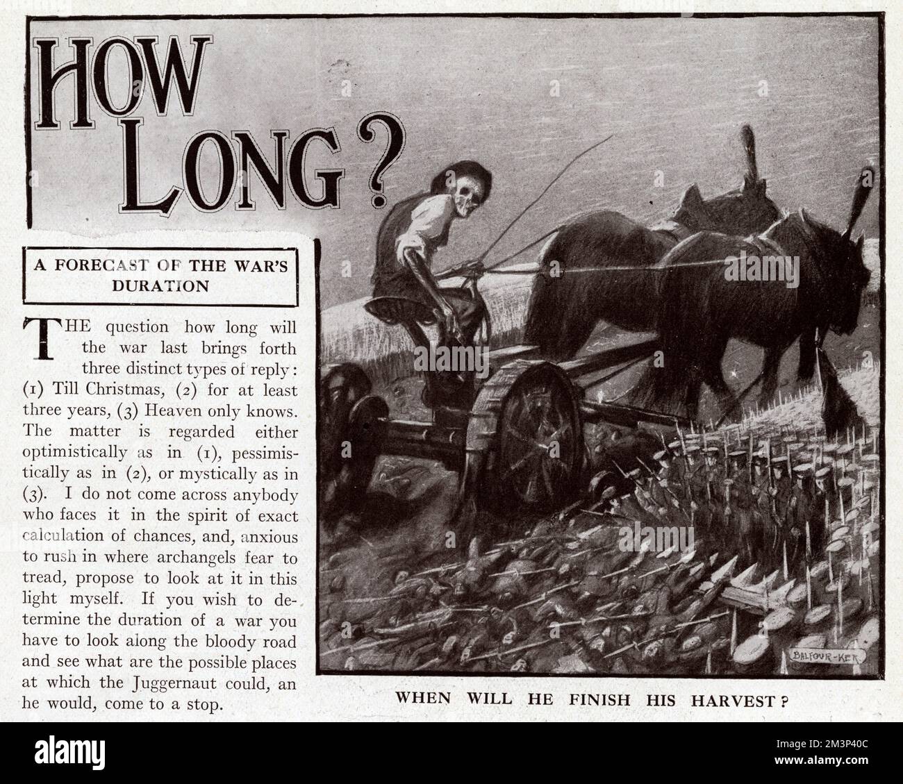 Cartoon, How long?, WW1 Photo Stock - Alamy