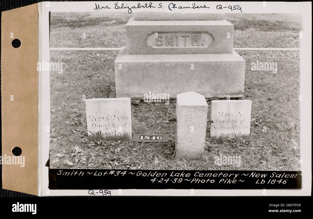 Smith, cimetière de Golden Lake, lot 34, New Salem, Massachusetts, 24 ...