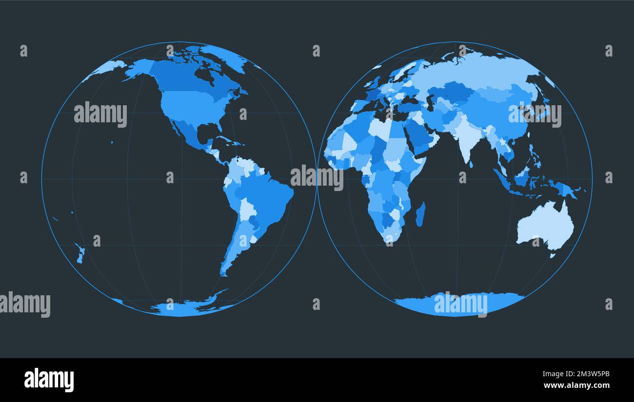 Carte du monde. La projection de mollweide s'est interrompue en deux ...