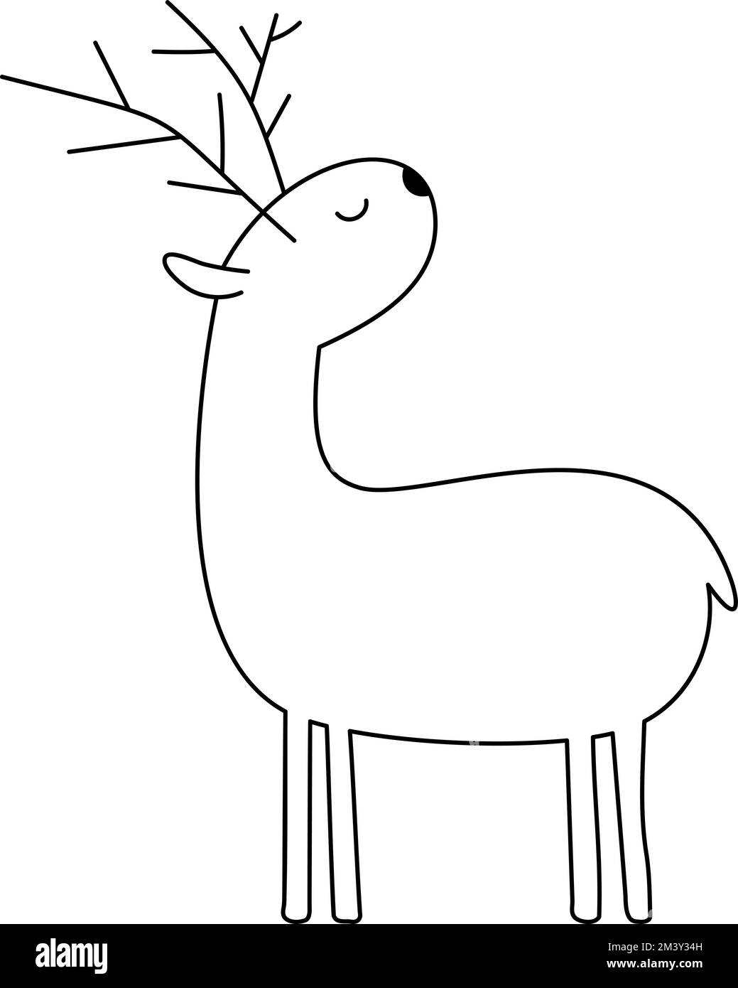 Dessin renne de noel rigolo Banque d'images noir et blanc - Alamy