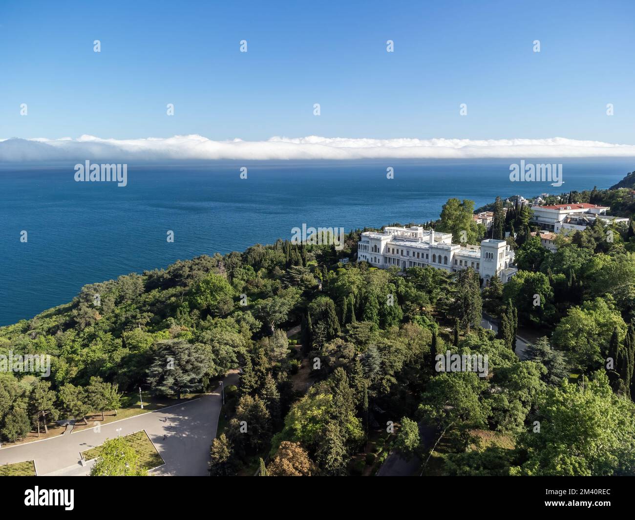 Vue aérienne du Palais de Livadia - situé sur les rives de la mer Noire ...