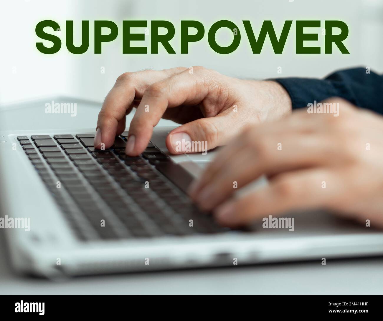 Signe d'écriture main super-puissance. Approche commerciale une ...