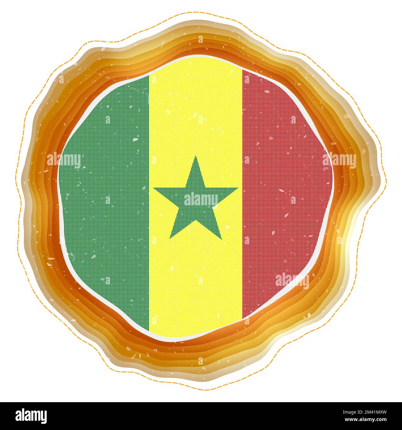 Drapeau du Sénégal dans le cadre. Badge du pays. Signe circulaire ...