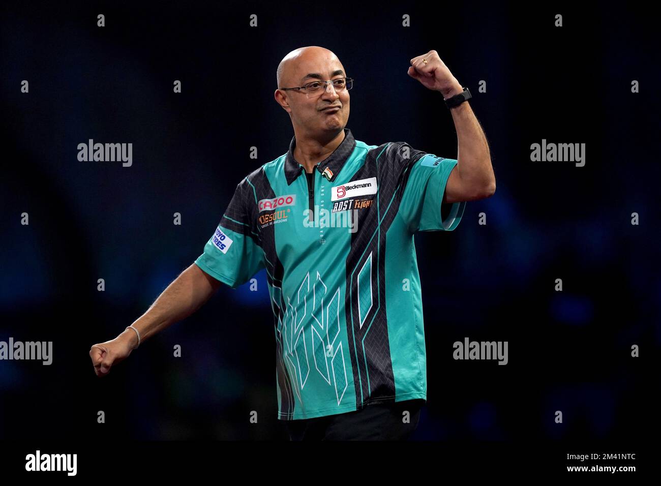 Prakash Jiwa célèbre lors de son match contre Madars Razma au cours du ...