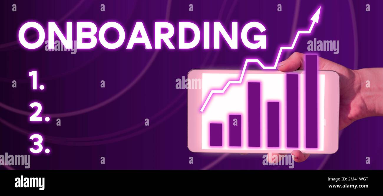 Légende conceptuelle Onboarding. Mot écrit sur le processus d'action d ...