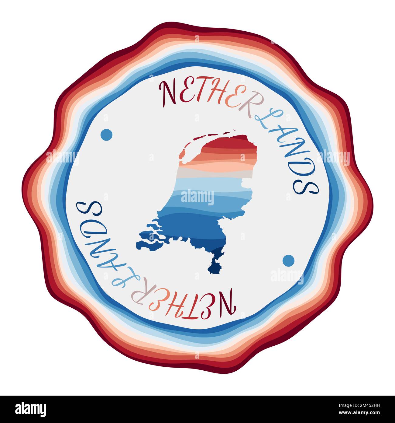 Logo pays-Bas. Carte du pays avec de belles vagues géométriques et un ...