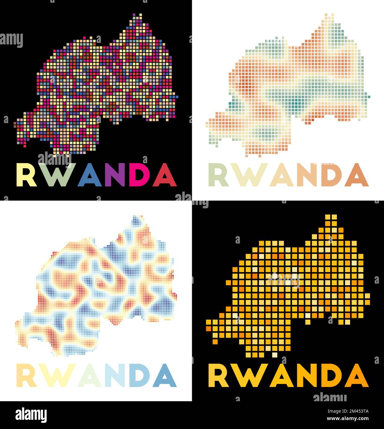 Carte du Rwanda. Collection de cartes du Rwanda en pointillé ...