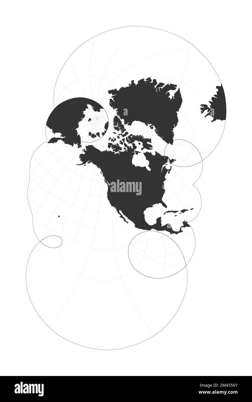 Carte du monde. Projection stéréographique modifiée pour les États-Unis ...