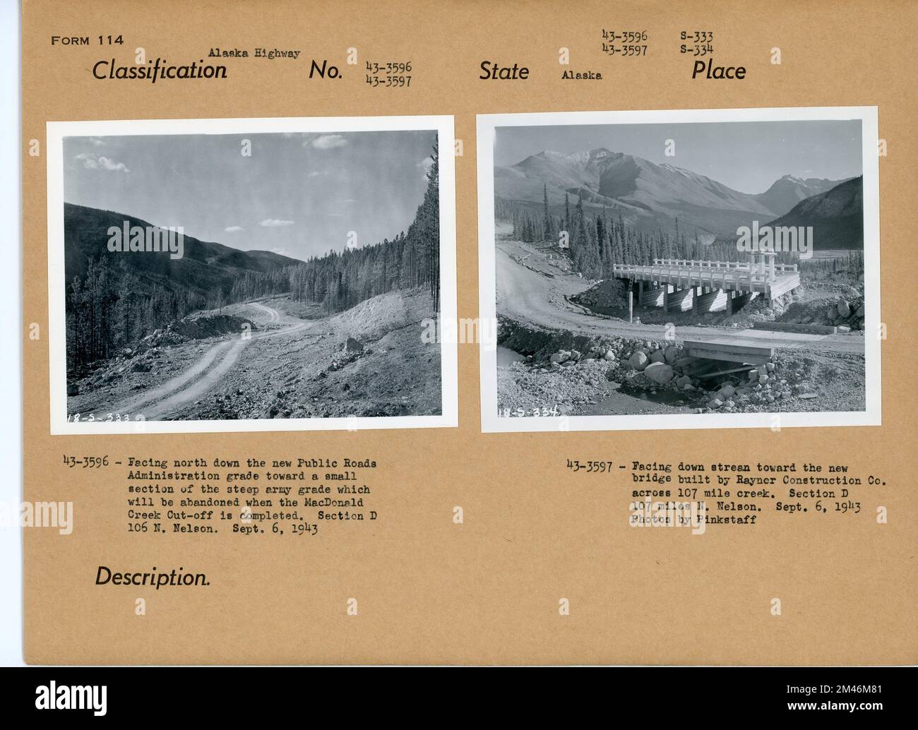 La route de l'Alaska. Légende originale: 43-3596: Face au nord vers le ...