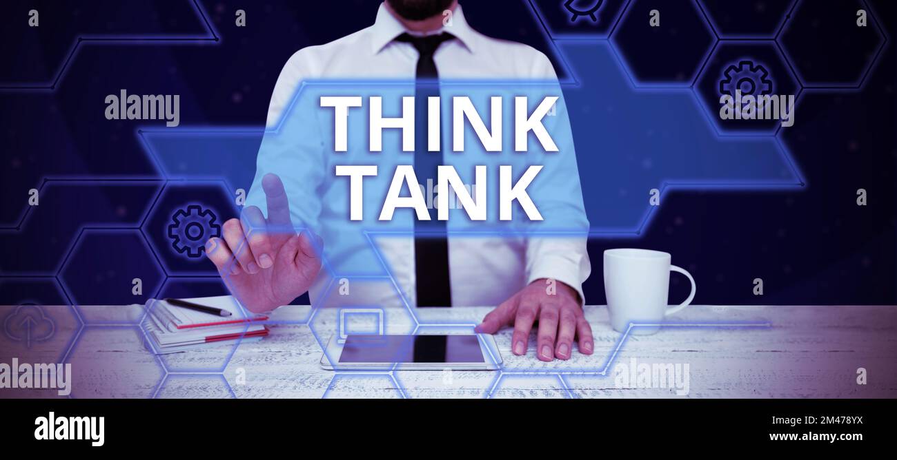 Légende du texte présentant Think Tank. Idées d'entreprise penser à des ...