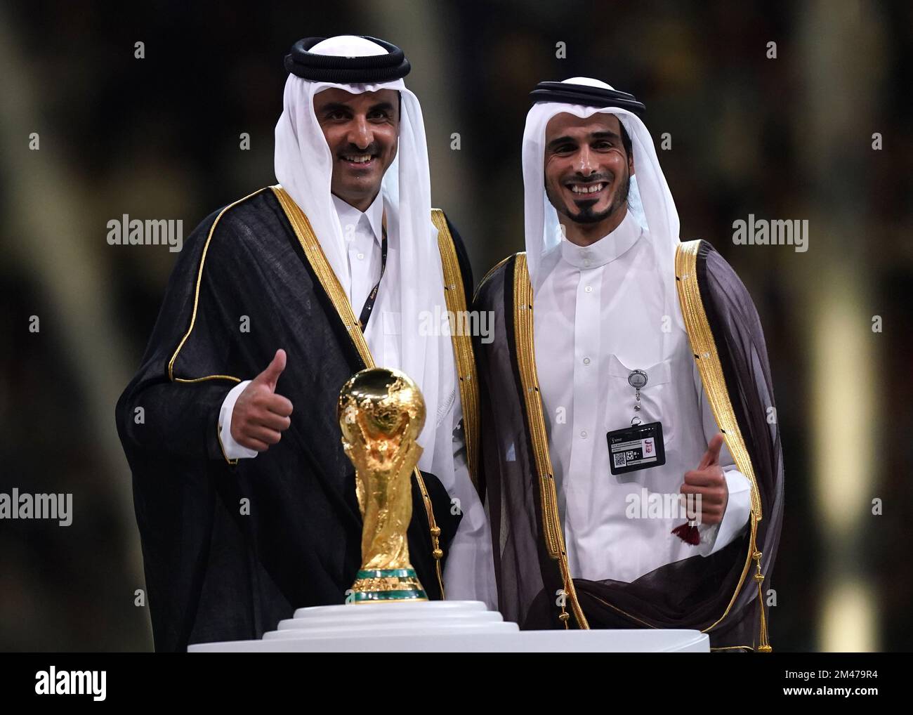 Emir du Qatar Sheikh Tamim bin Hamad al-Thani (à gauche) et Sheikh Jassim bin Hamad al-Thani ...