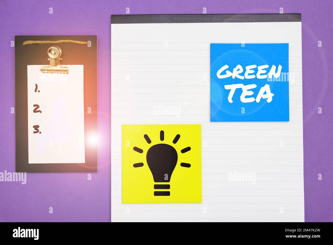 Affiche indiquant le thé vert. Mot écrit sur le type de thé qui est ...