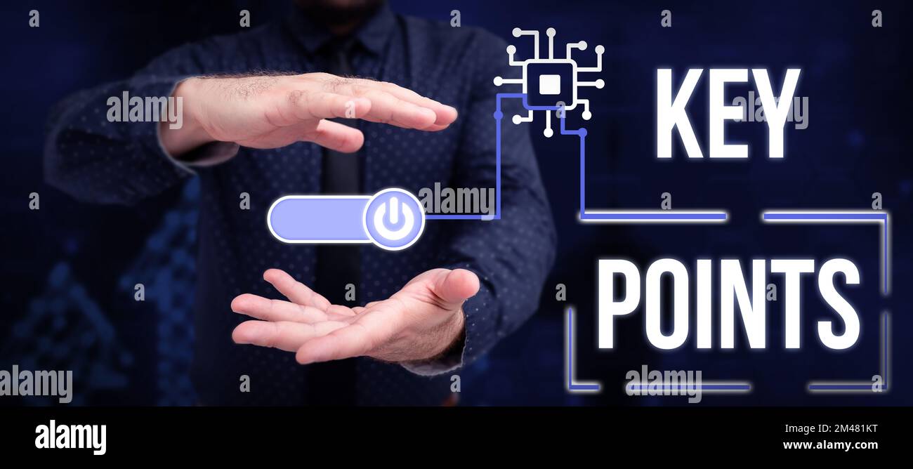 Points clés de l'affichage conceptuel. Mot écrit sur la partie la plus ...