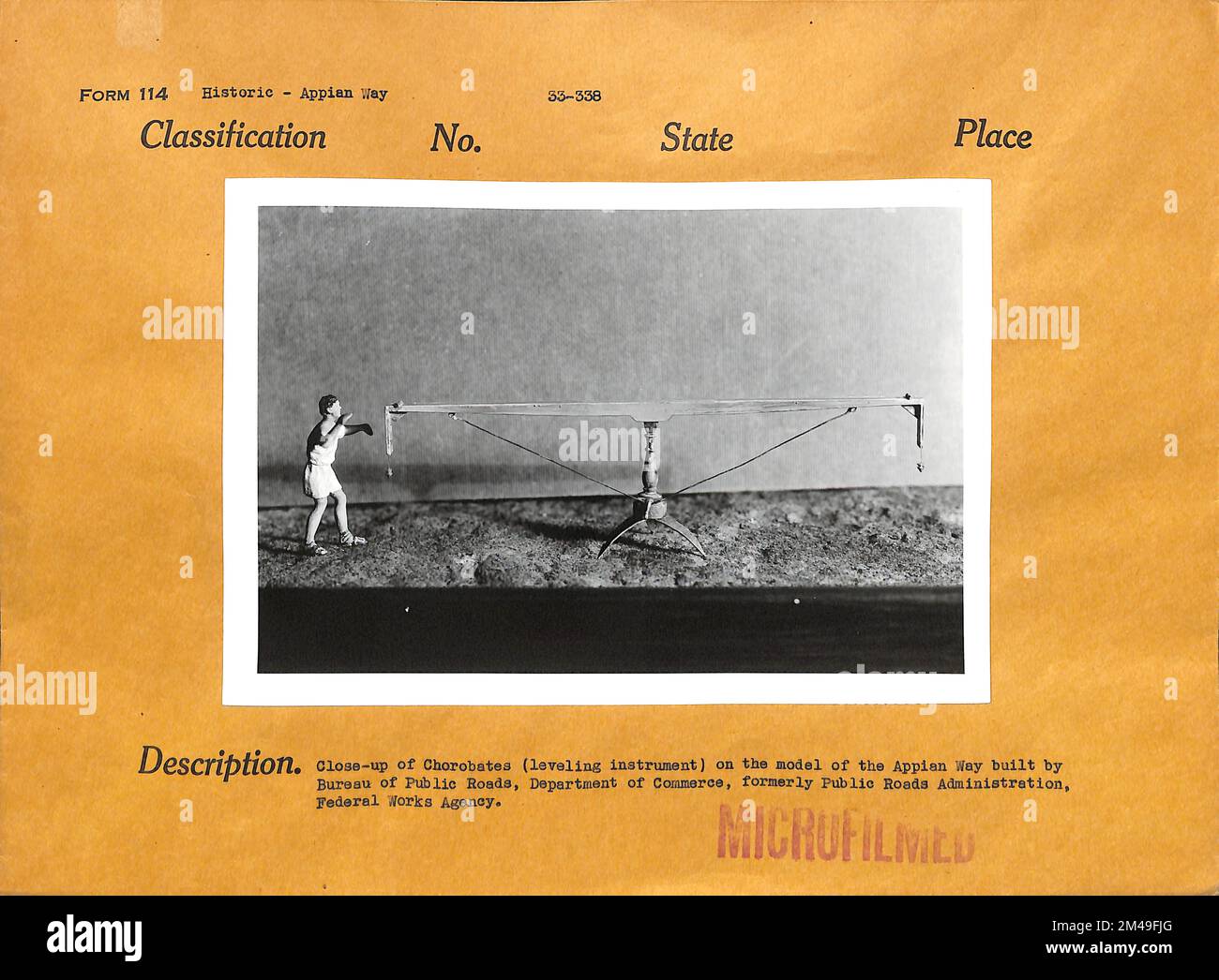 Gros plan de Chorobates (instrument de nivellement) sur le modèle de la ...