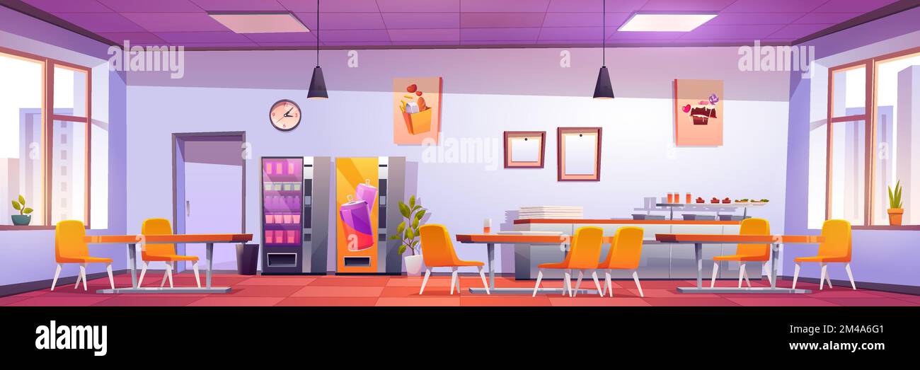 Intérieur de la cantine à l'école, au collège ou au bureau ...